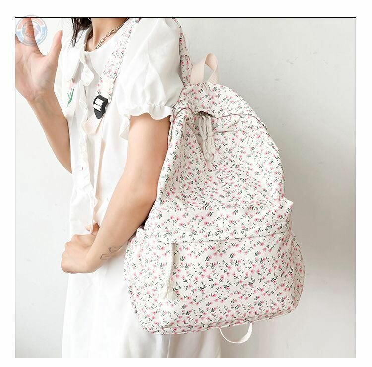 Рюкзак школьный для девочек, корейский цветочный принт, лёгкий холщовый рюкзак на каждый день, стильный городской рюкзак для школы и прогулок