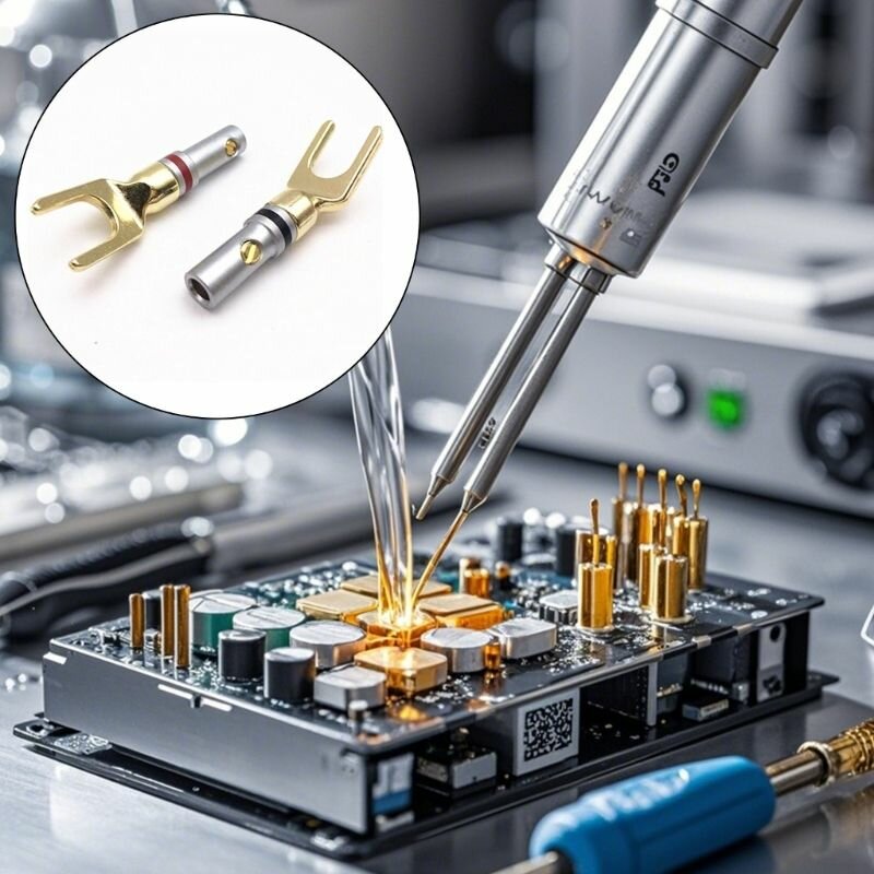 Медный позолоченный штекер типа "банан" диаметром 4 мм, кабель динамика, Y-образный штекер, красно-черная линия, без логотипа