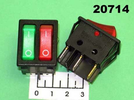 Выключатель 250/15 250V 15A IRS-21C красный/зеленый 6 контактов (SC767) (35-0180)