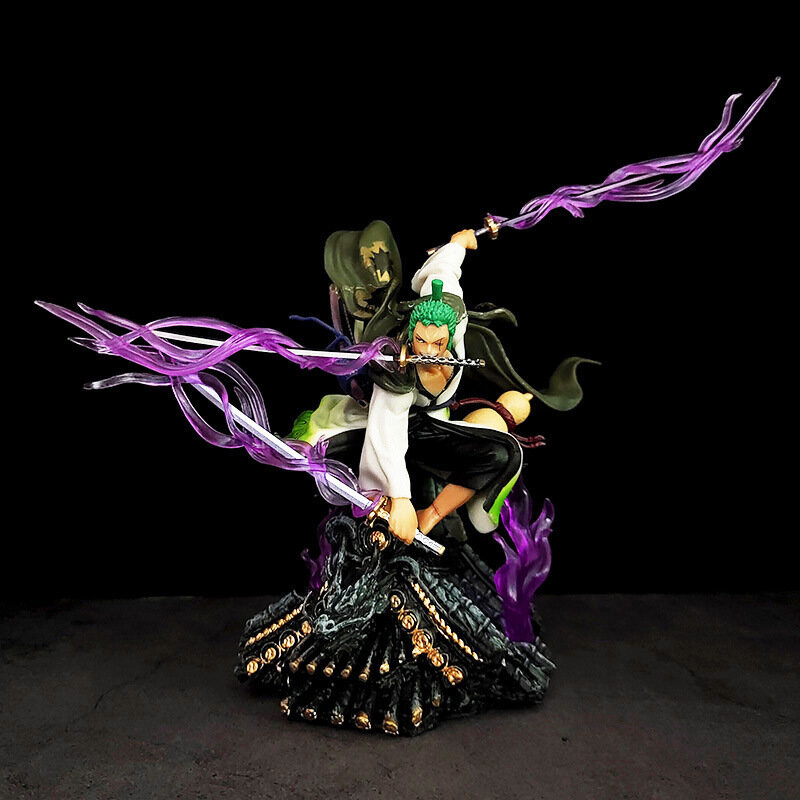 Фигурка-украшение «Зоро на крыше в Вано: Три меча» из серии One Piece: Wano Country Rooftop Zoro Three Sword Style Boxed Figure Model Ornament.