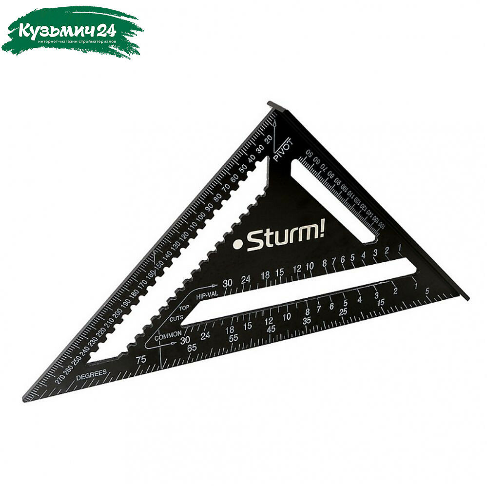 Угольник Sturm Свенсона 2020-07-300, 300 мм, алюминиевый сплав, черная оксидация, белая шкала