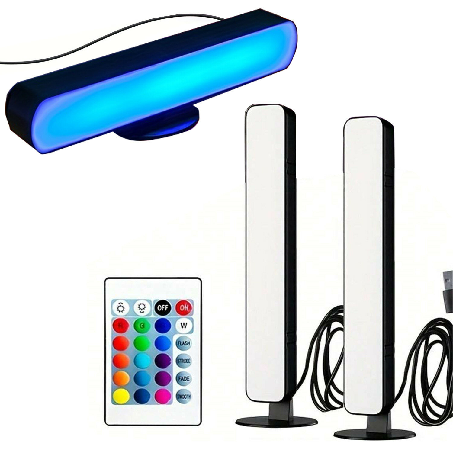 2pc RGB светодиодная планка, многоцветная горизонтальная/вертикальная светодиодная лента с мультипозиционным основанием, музыкальный ритм амбиентная лампа, ИК управление USB свет, для дома, гостиной, стеновая отделка, пластик, пластиковая лампочка,
