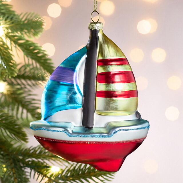 Елочная игрушка Парусник Тендеро 13 см, стекло, Winter Deco, 5030100