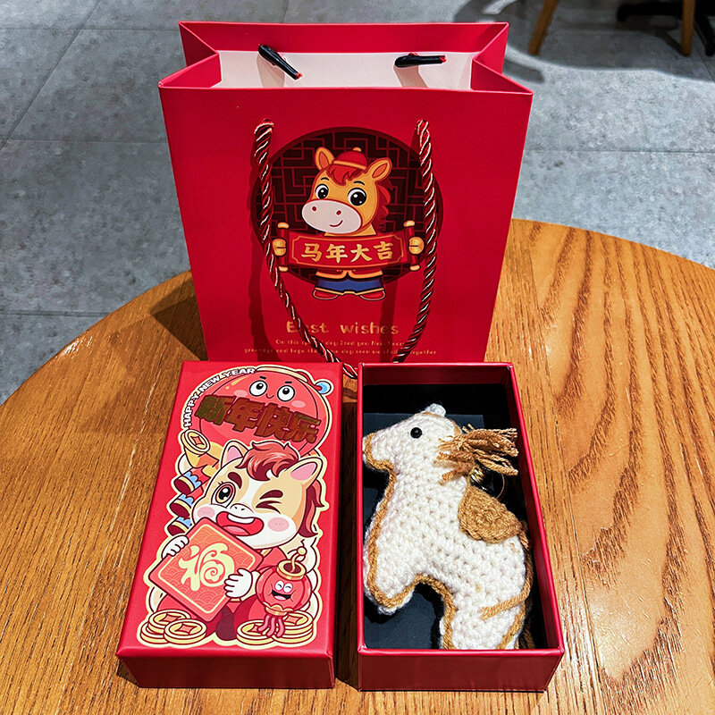 Креативный плюшевый вязаный пони-брелок, милый мультяшный зодиакальный лошадь-талисман, подвеска для сумки, новогодний маленький подарок