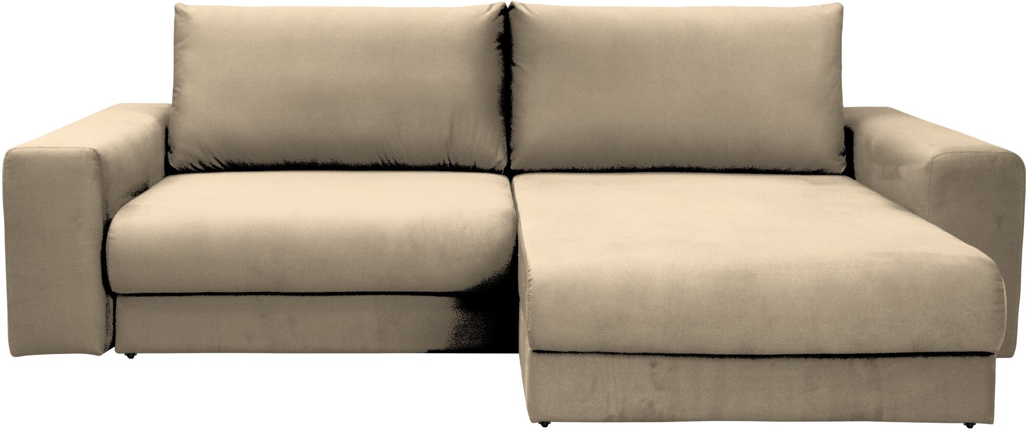 Диван-кровать угловой Лофт бежевый, правый угол, Независимый Пружинный Блок, механизм выкатная Еврокнижка, 250х155х65 см