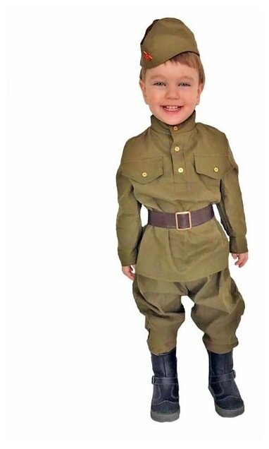 Бока Карнавальный костюм «Солдат», пилотка, гимнастёрка, ремень, галифе, 2-3 года, рост 94-104 см
