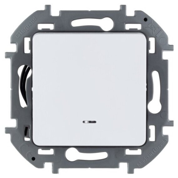 Выключатель Legrand INSPIRIA одноклавишный с подсветкой/индикацией, 10 AX - 250 В, белый, 673610