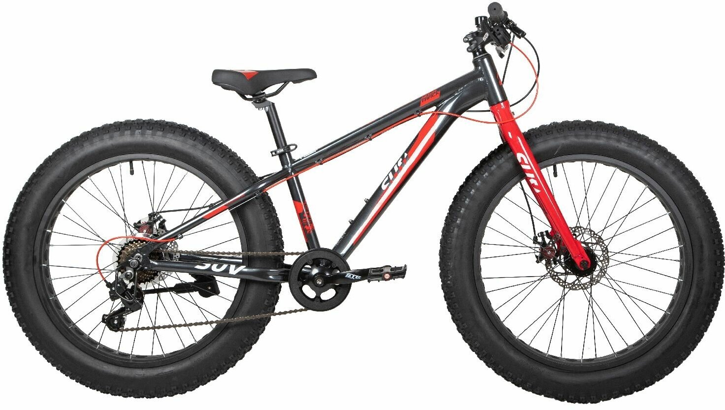 Велосипед Novatrack Suv Fatbike 24 (2022), алюминиевая рама 13", на рост 130-155 см, серый