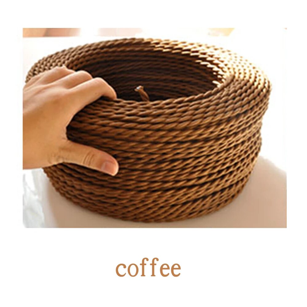 Винтажный тканевый электрический провод 2x0.75мм² Бежевый, 5m