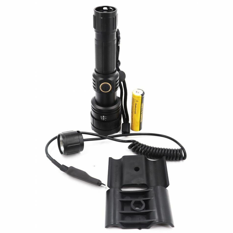 Аккумуляторный ручной фонарь с выносной кнопкой, с зумом HQ-852-P90