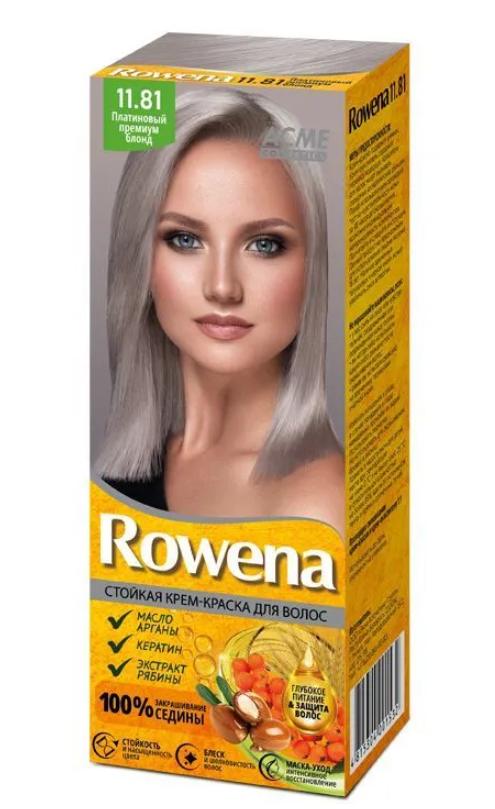 Стойкая крем-краска для волос Rowena, тон 11.81 платиновый премиум блонд, 115 мл.