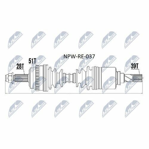 Вал приводной Nty NPWRE037 для Opel MOVANO; Renault MASTER II