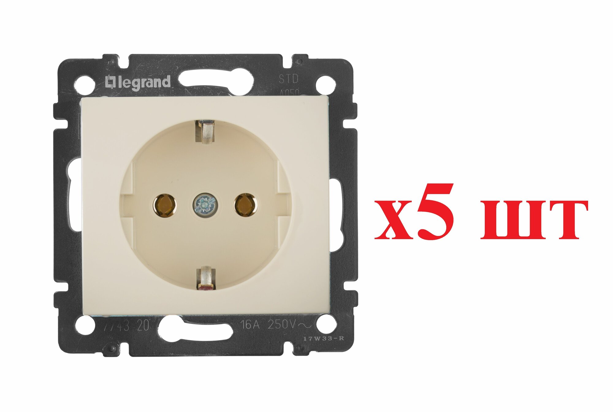 Розетка 1-м СП Valena 16А IP20 с заземл. на винтах механизм сл. кость Leg 774320 5 шт.