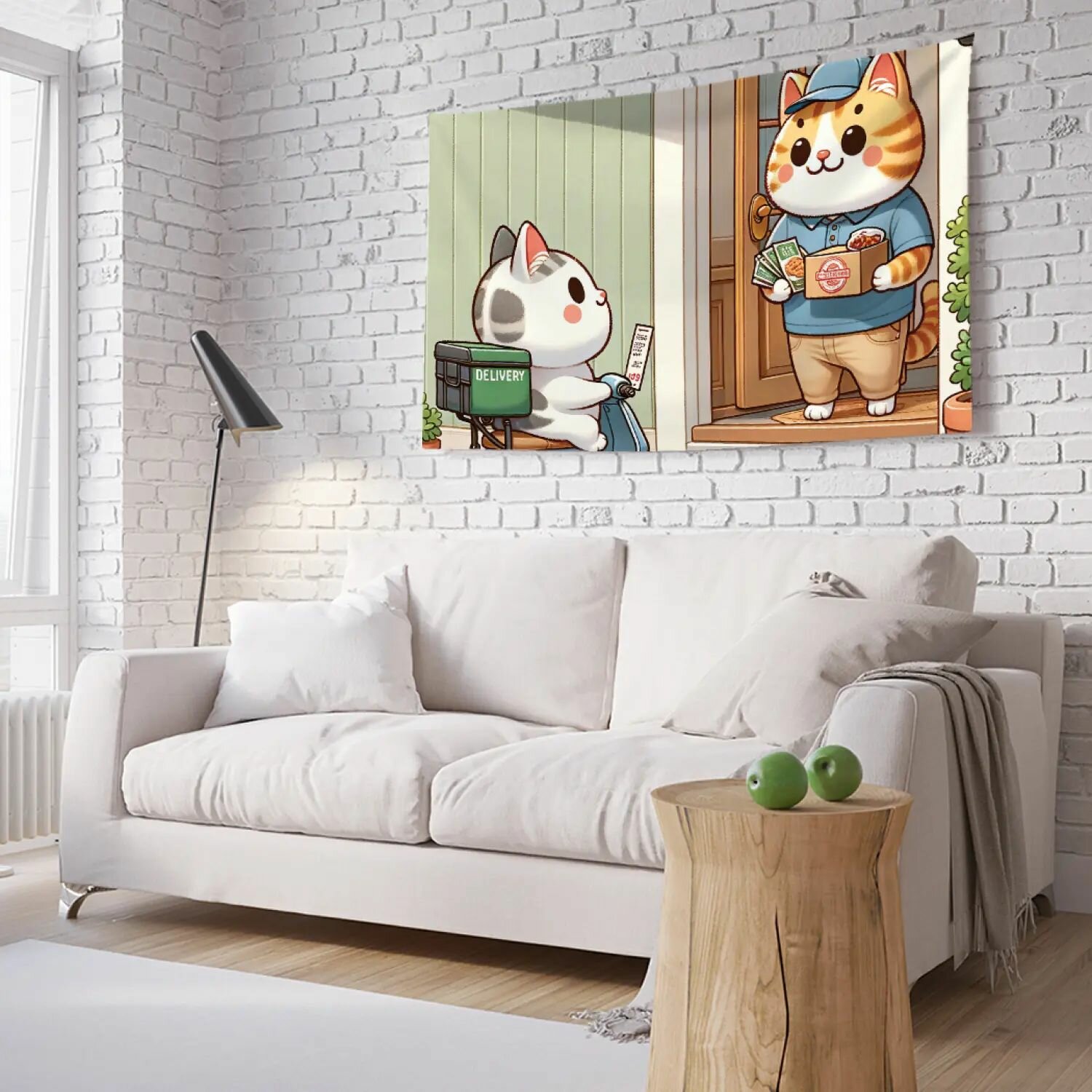 Горизонтальное фотопанно на стену JoyArty "Кот доставщик", из ткани, 100х150 см