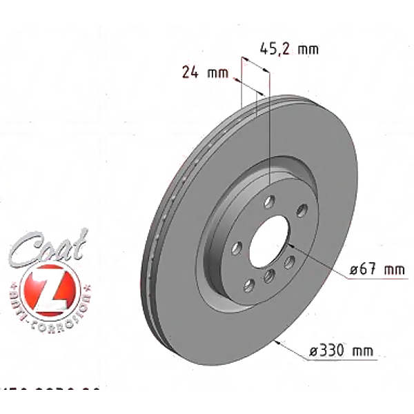 ZIMMERMANN 150.2930.20 (34116799353 / 34116865713) диск тормозной перед. 330x24 / 45-5x112\ BMW (БМВ) f45 / f46