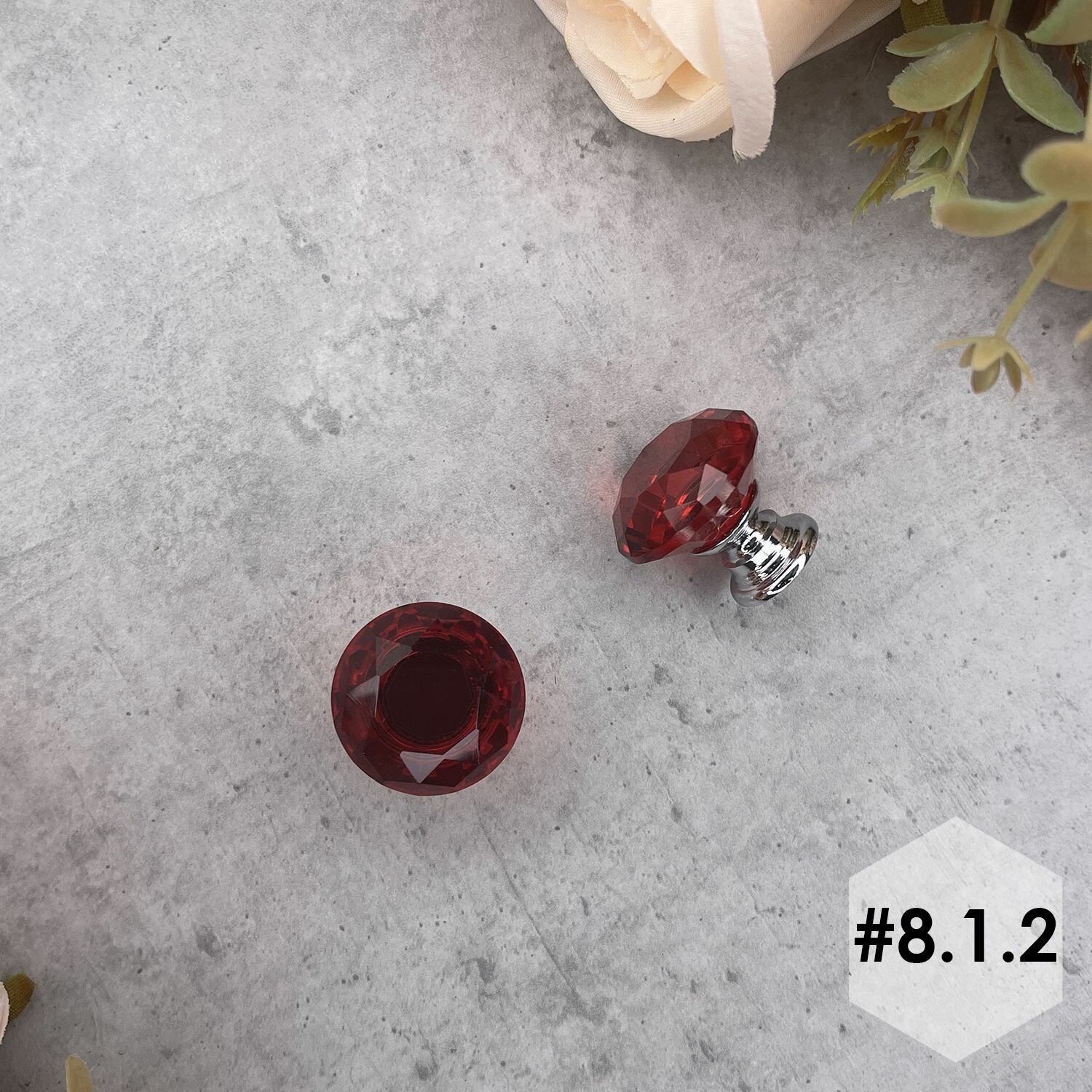 Ручка-кнопка стекло красная, АР-Деко, 2 шт (#8.1.2)