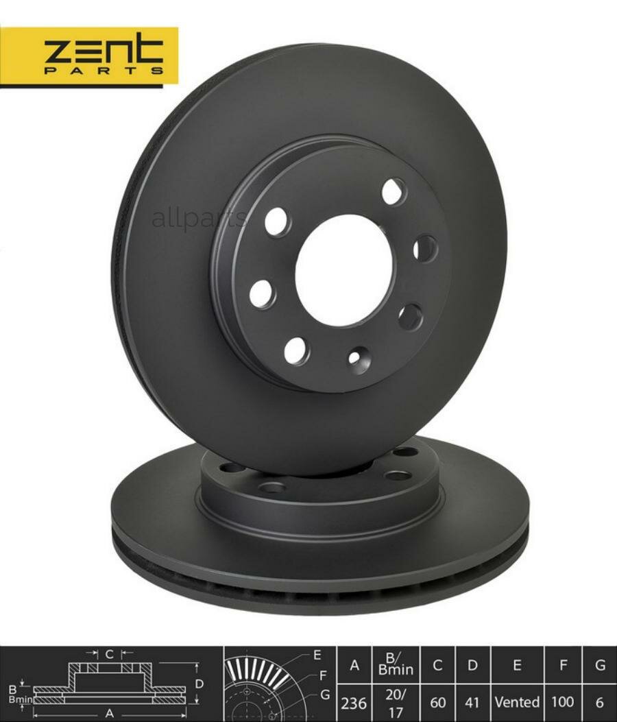 ZENTPARTS Z06257 диск тормозной передний!\ Opel Astra/Ascona/Kadett 1.4-1.7D 82>