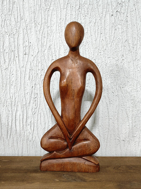 Абстракция фигура В позе лотоса (дерево, 40 см.), с острова Бали, 1 шт.