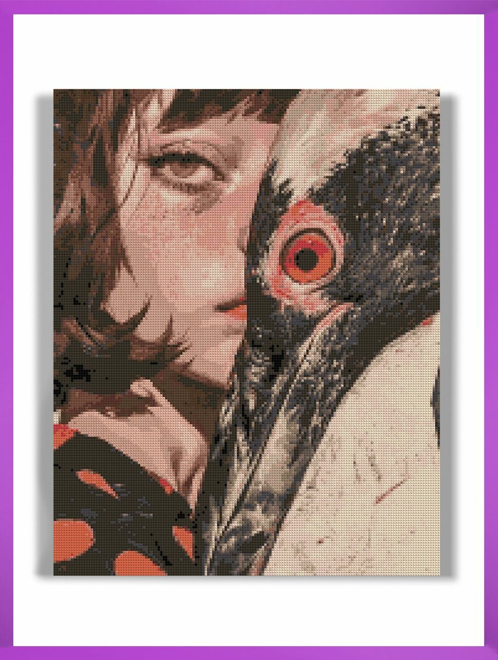 Алмазная мозаика на подрамнике Девушка с цаплей 40 х 50 см