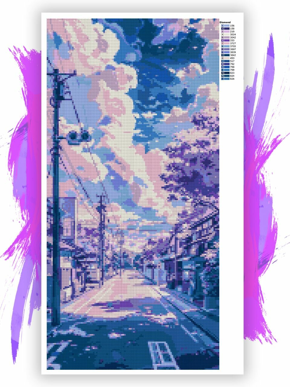 Алмазная мозаика без подрамника - вышивка Japanese street