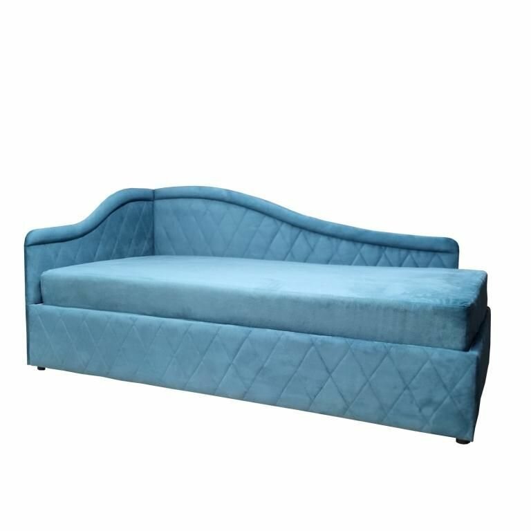 Кровать угловая с матрасом велюр Форест бирюза Левый 90х190 см