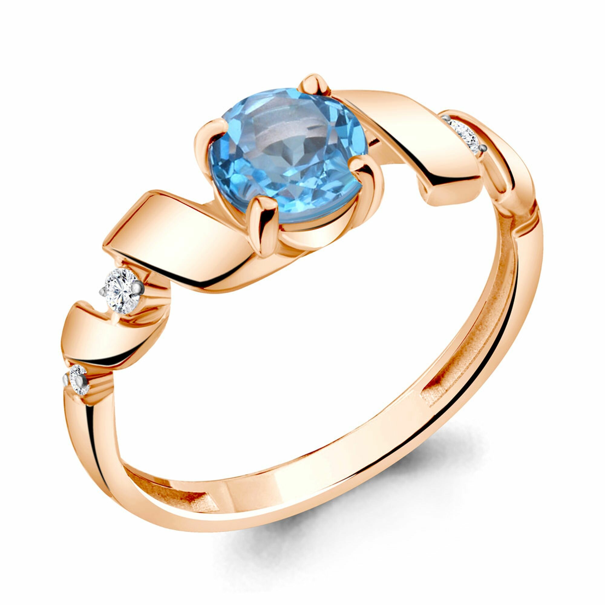 Кольцо, серебро, 925 проба, золочение, фианит, топаз