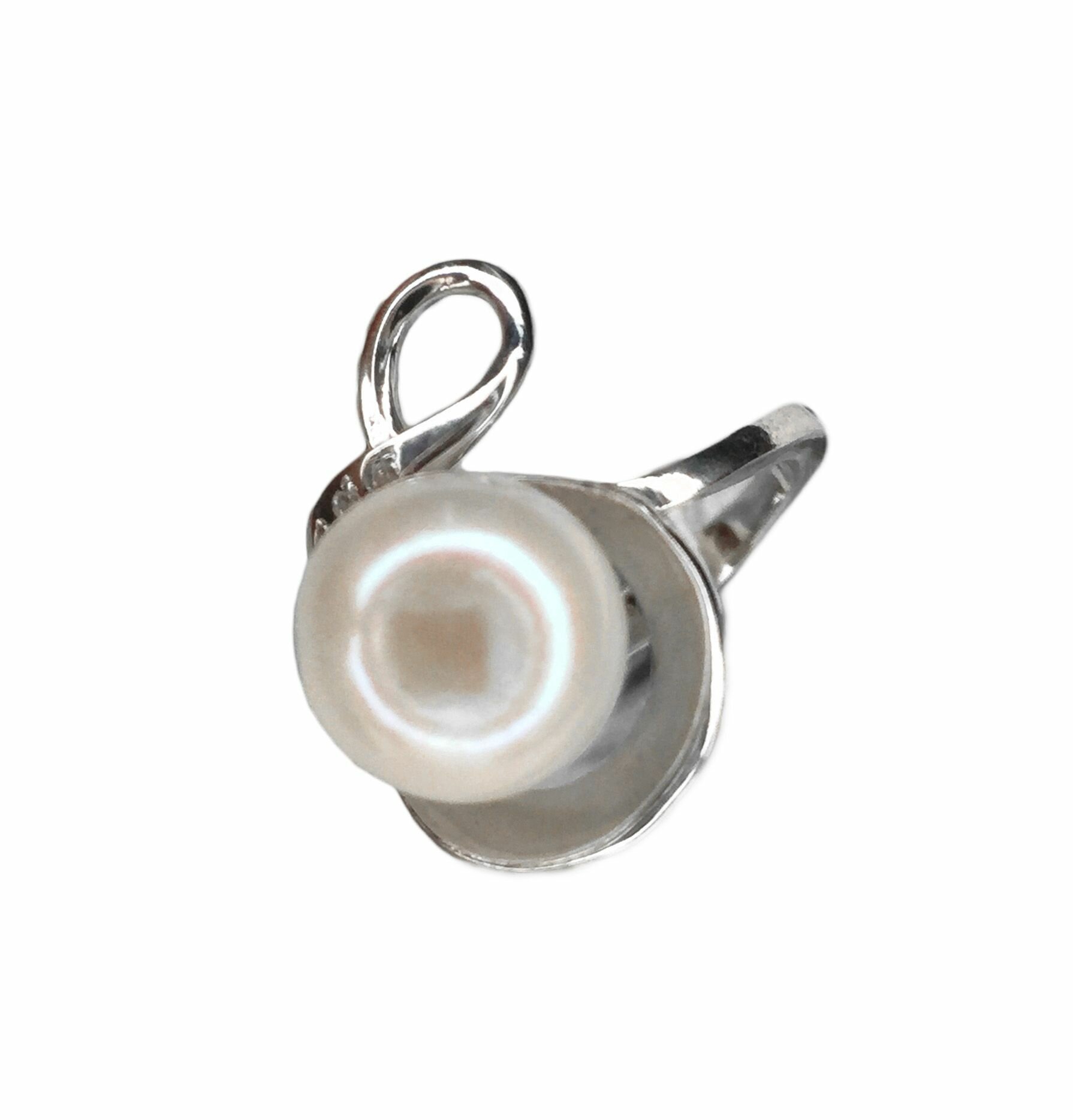 Кольцо тонкое, серебро, 925 проба, родирование, жемчуг