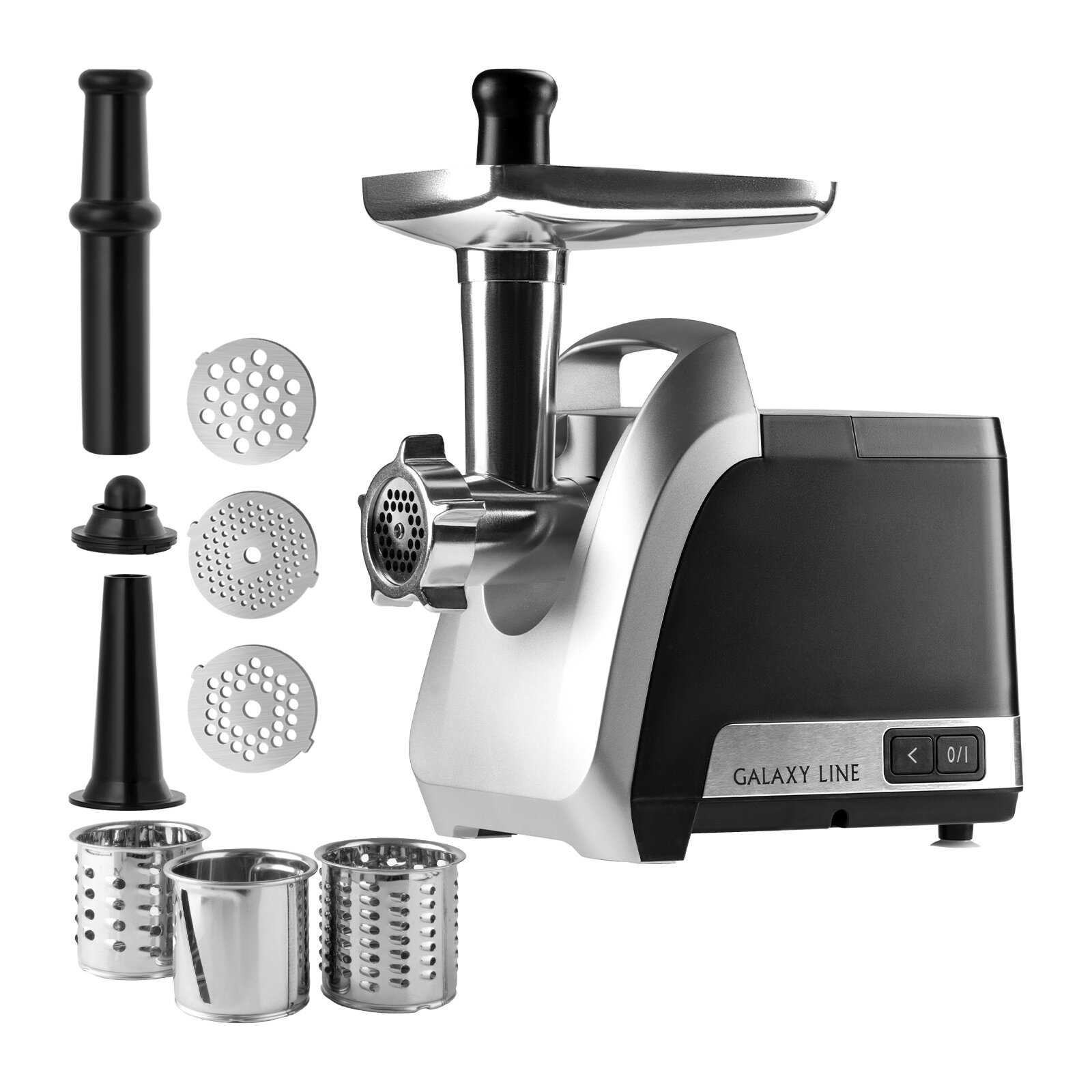 Мясорубка Galaxy Line GL2423, 2200Вт, пластик/металл, система реверса, насадки для кеббе, шинковки