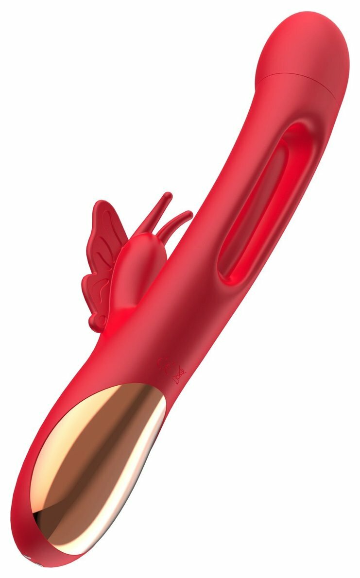 Красный вибратор-кролик с функцией фингеринга 25,5 см Secwell