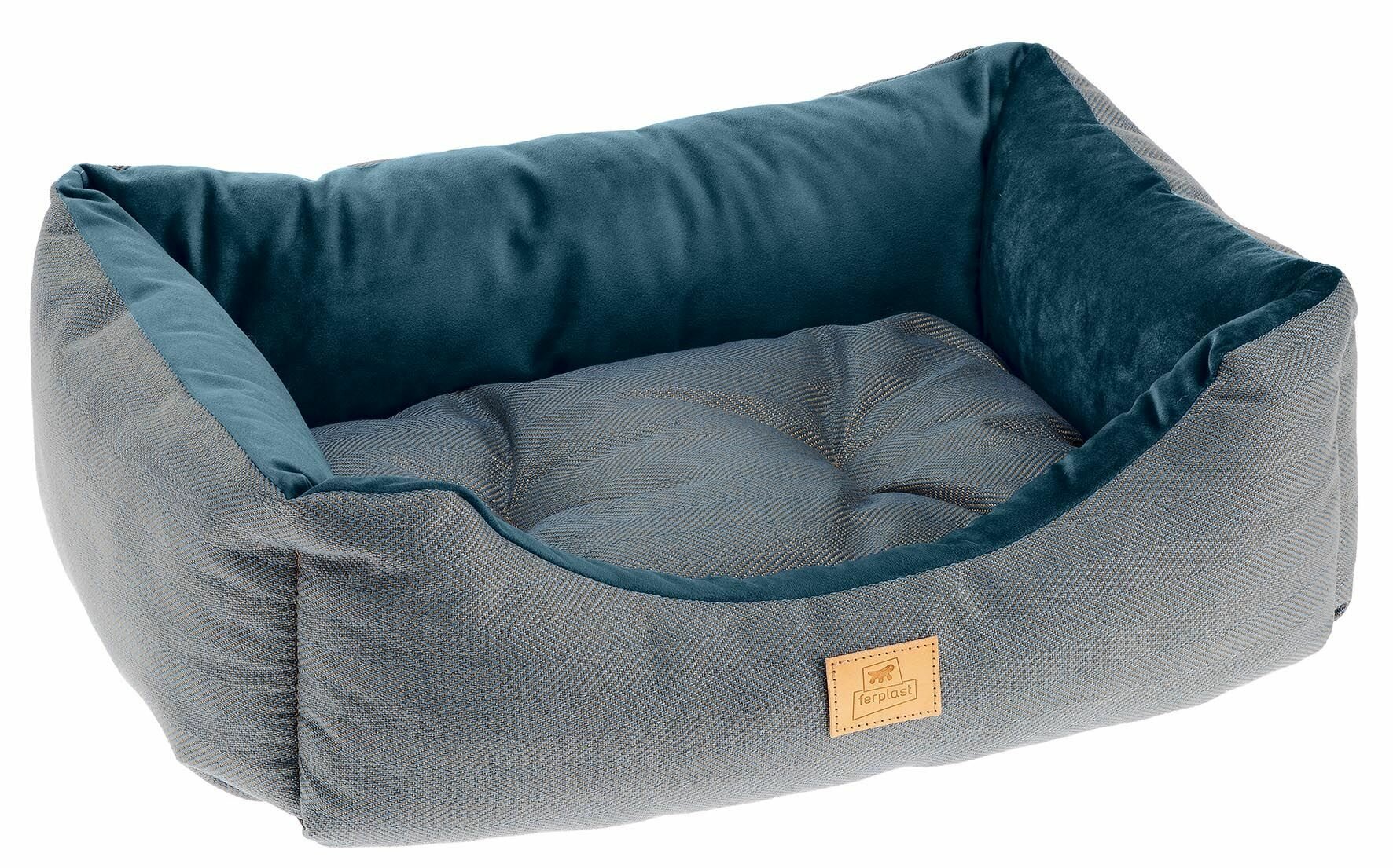 Софа-лежанка для кошек и собак Ferplast CHESTER 60 износостойкая под твид и бархат, синяя