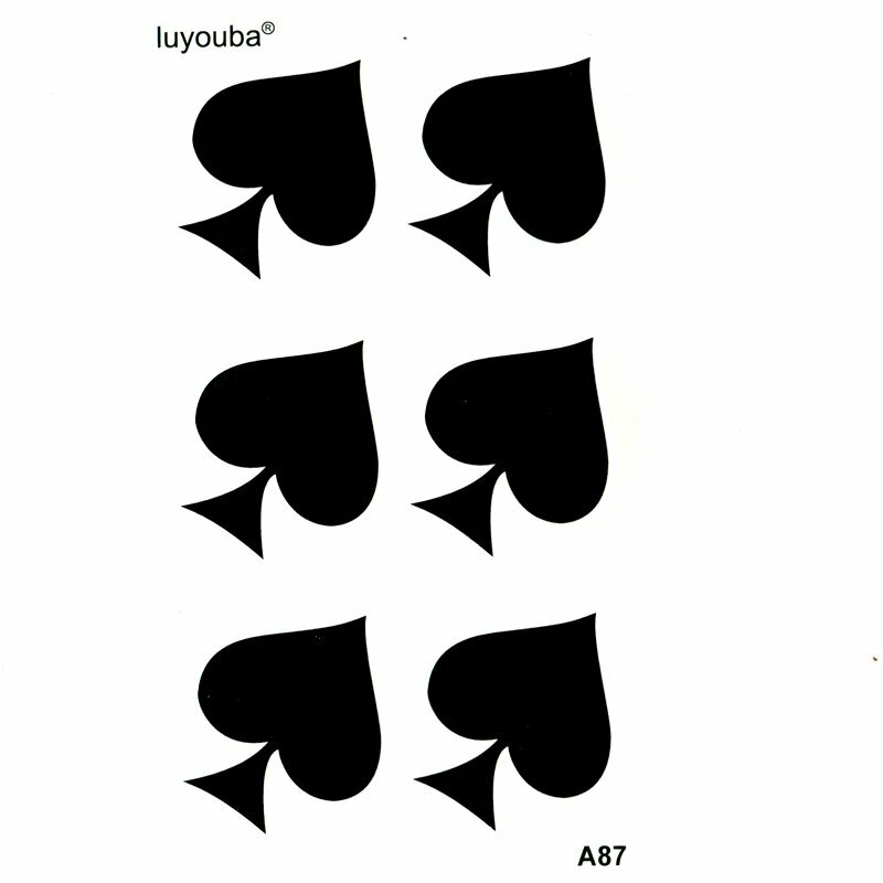Временные татуировки Luyouba, черные карты пик