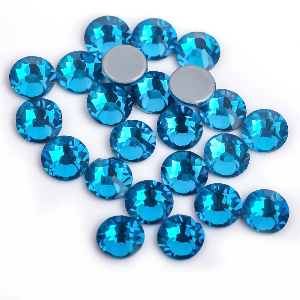 Стразы Hot Fix Nailsworld SS6-SS30 SS10-1440pcs, Peacock Blue