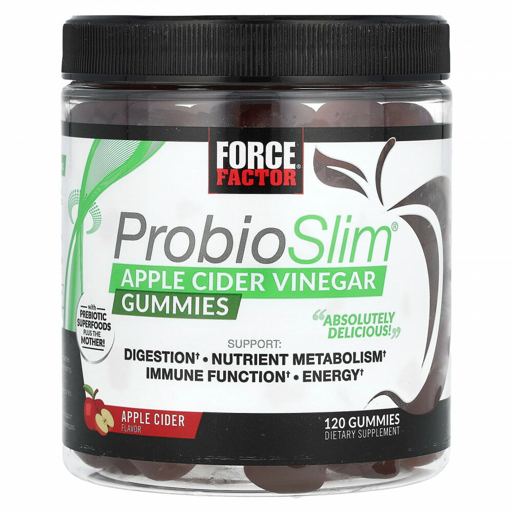 Force Factor, ProbioSlim®, жевательные мармеладки с кето-уравновешиванием, яблоко, 120 жевательных таблеток