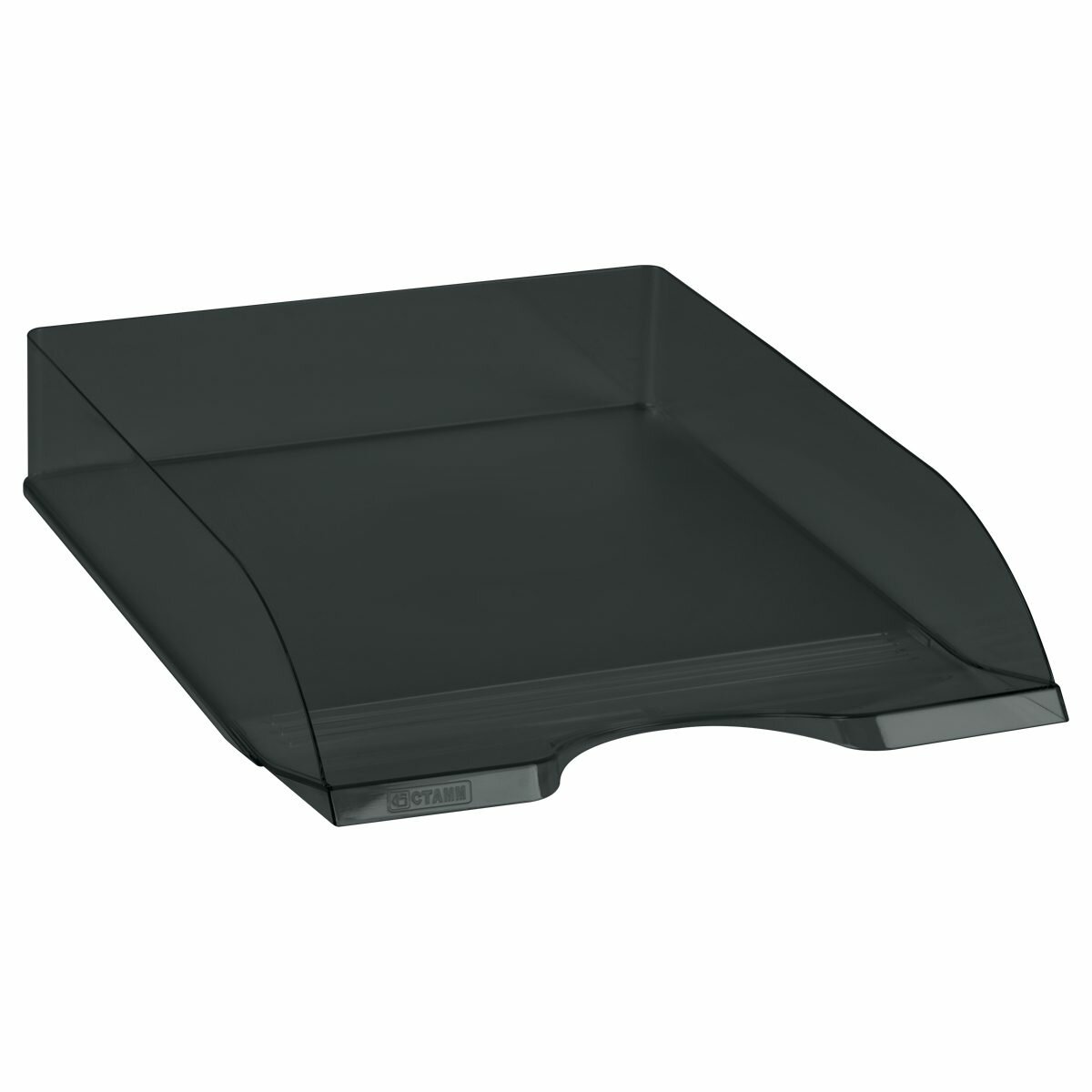 Лоток для бумаг горизонтальный Стамм "Дельта", тонированный черный (ЛТГ-30464)