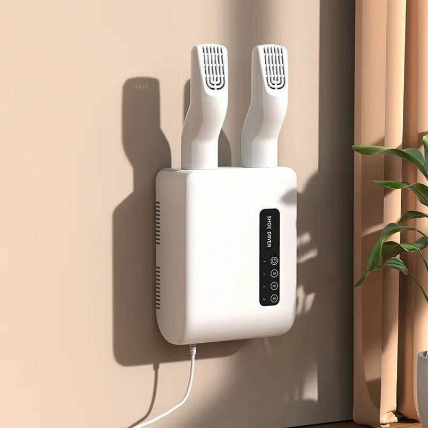 Сушилка для обуви настенная белая, противомикробная сушилка фен для обуви с таймером, повышенная мощность