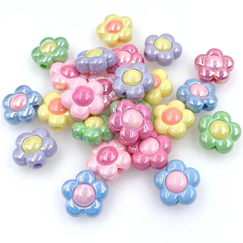 10 шт. 16 мм акриловые УФ-покрытые ослепительные двухцветные бусины цветочные бусины ювелирные аксессуары DIY браслет ожерелье материал из бисера