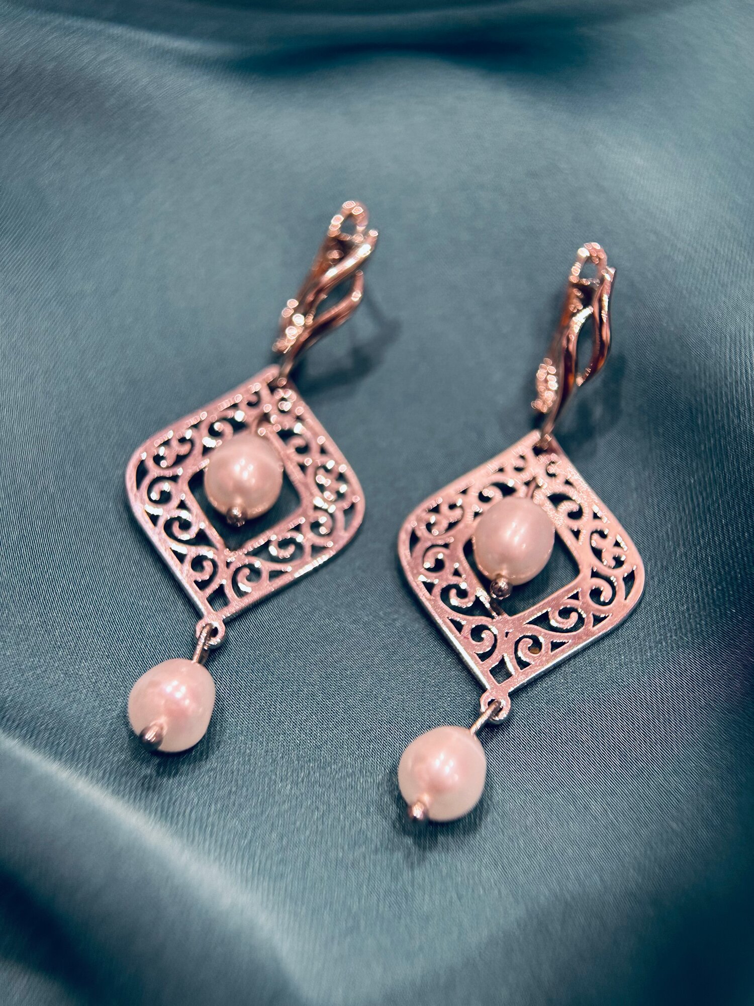 Серьги с подвесками, жемчуг пресноводный