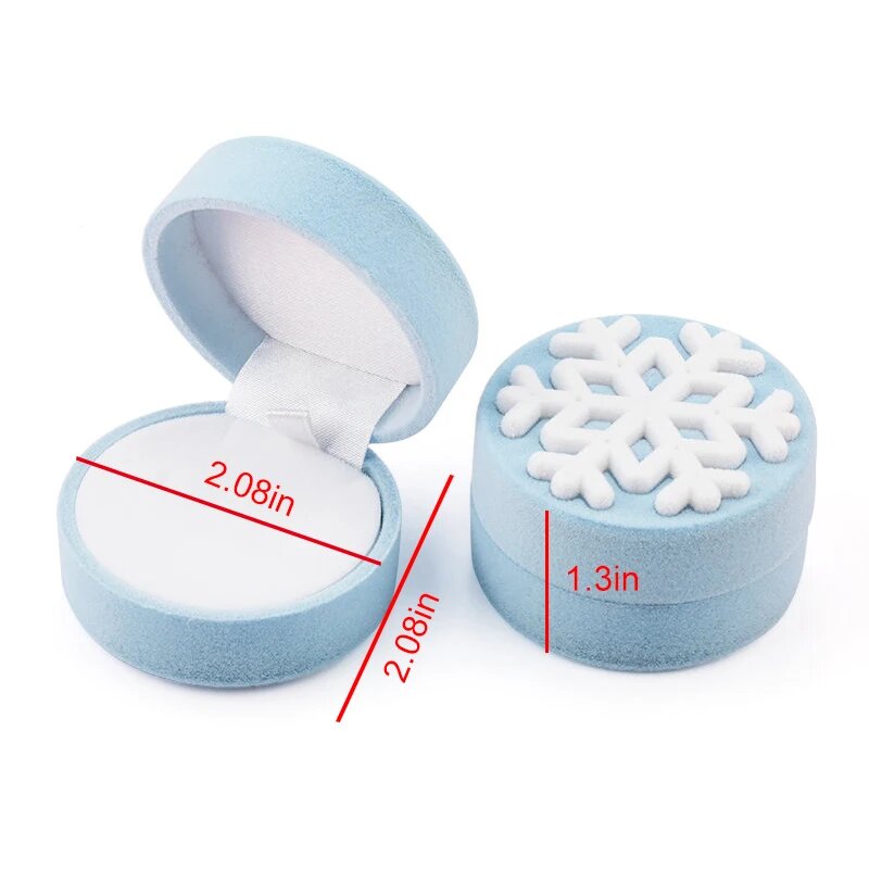 Коробка для кольца, бархатная, голубая snowflake