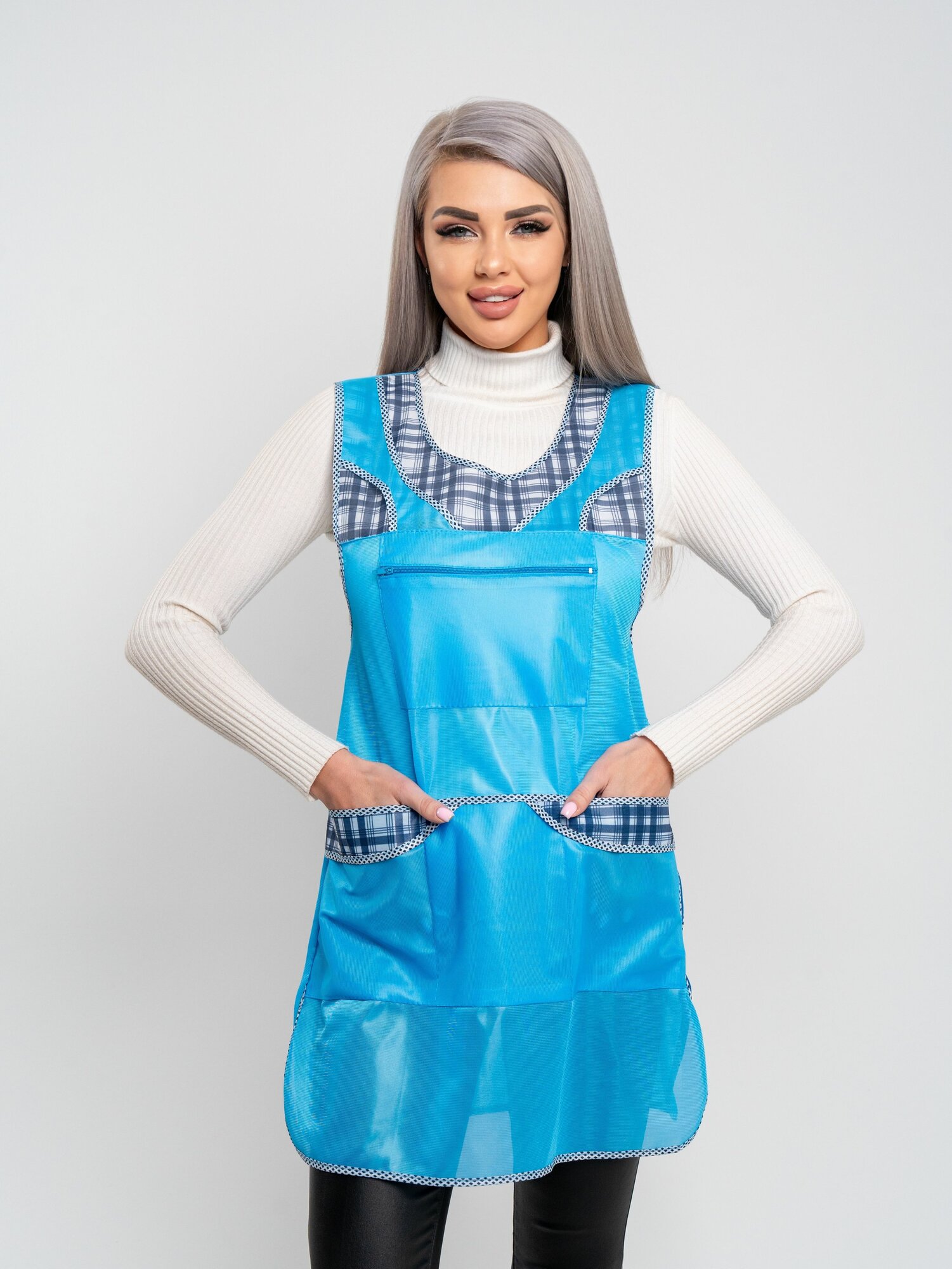 Сарафан рабочий женский Рита из Нейлона. Халат фартук универсальный подходит для продавцов, уборщиц, поваров, флористов и парикмахеров