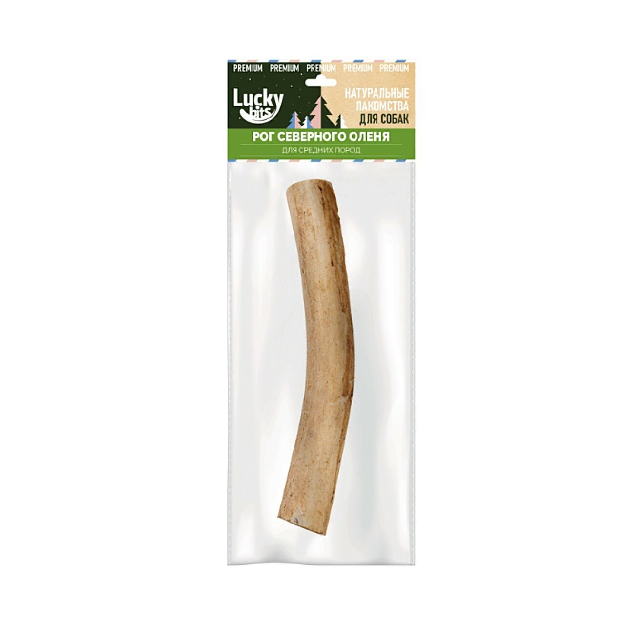 Lucky bits Рог Оленя M лакомство для собак средних пород 100г