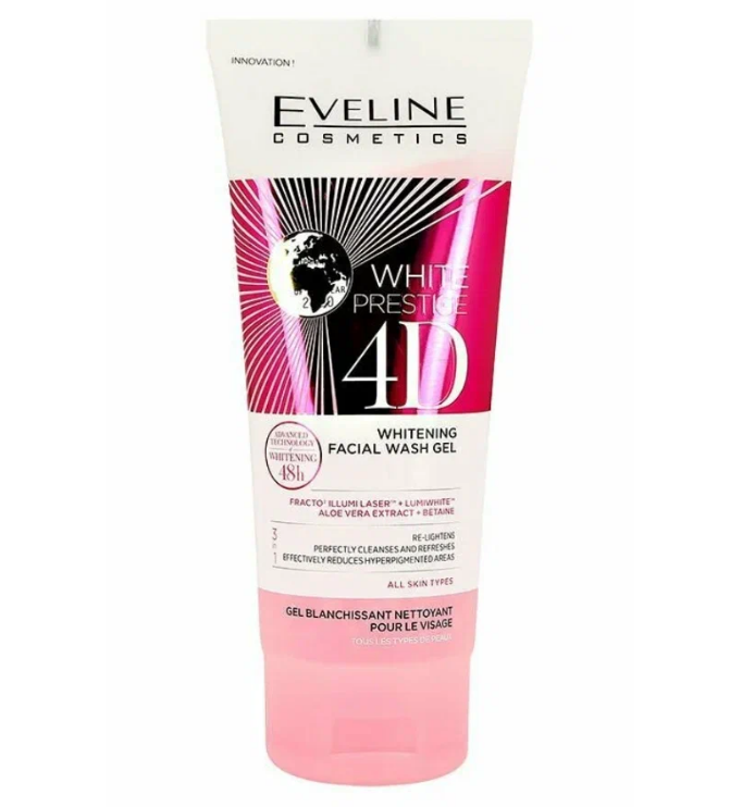 Гель для умывания EVELINE White Prestige 4D выравнивающий тон кожи, 200 мл