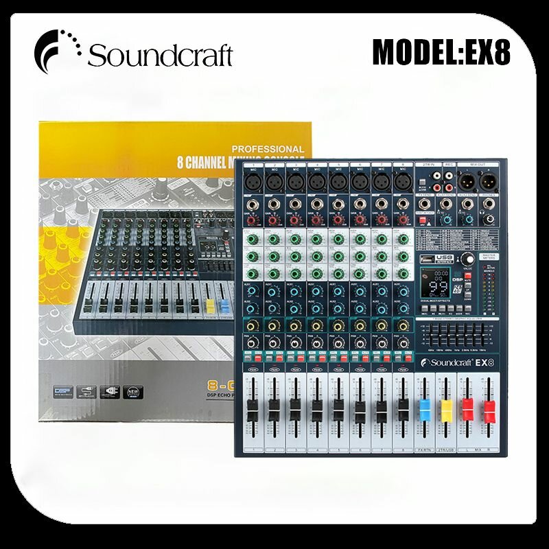 Soundcraft EX-8 Профессиональный 8-канальный DSP Эффект USB Bluetooth Реверберация Настройка