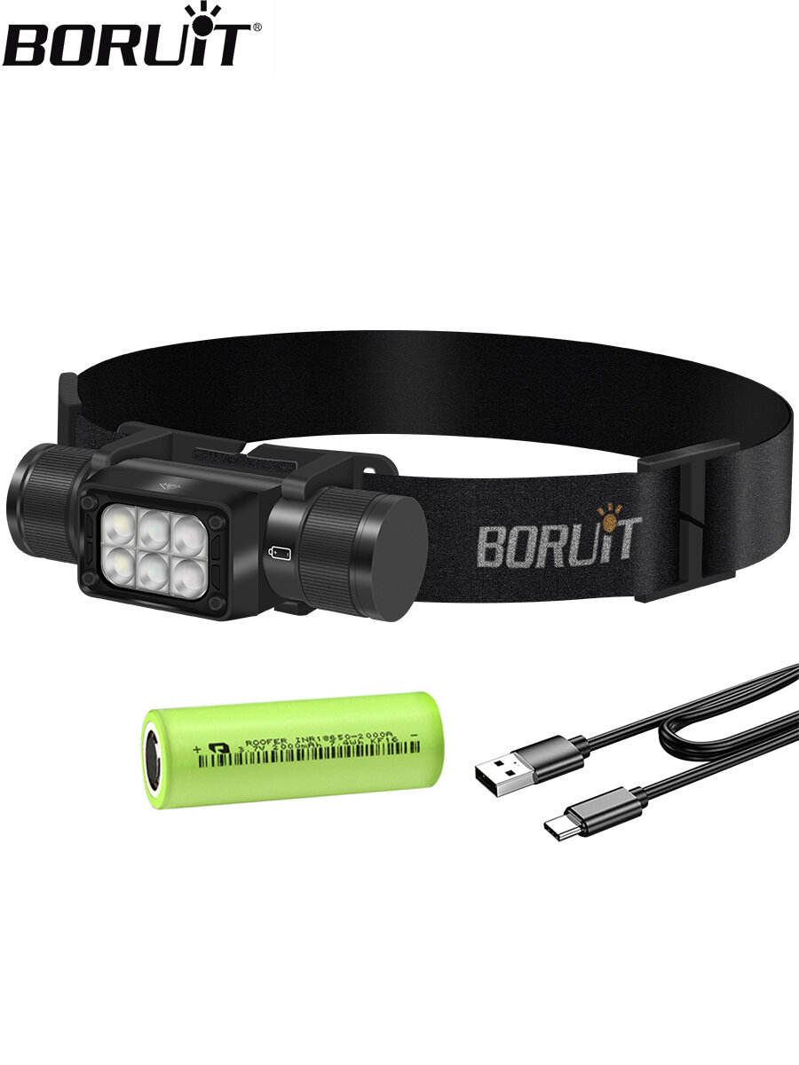 Налобный фонарь BORUiT HP360 (включая аккумулятор)