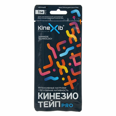 Бинт эласт кинезио-тейп KINEXIB PRO 5смх1м (черный)