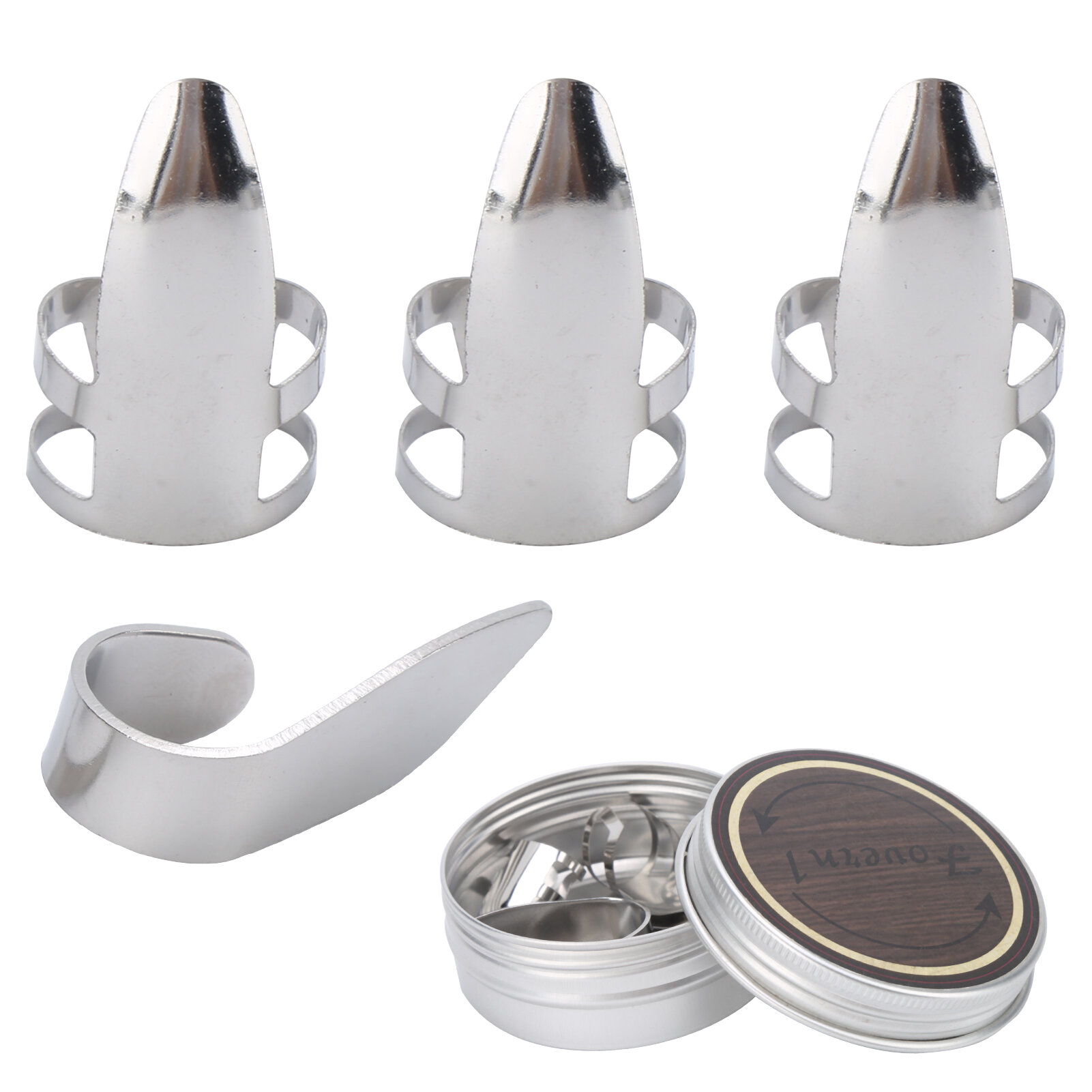 Finger Picks 3Pcs Index 1Pc Thumb Metal Guitar Replace Accessories with Storage Box