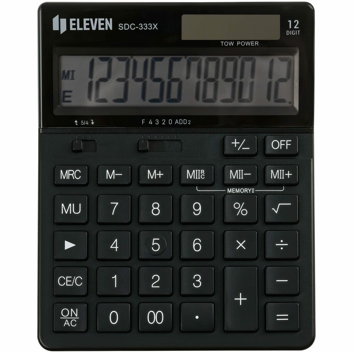 Калькулятор настольный Eleven SDC-333X-BK, 12-разрядный, двойное питание, черный (SDC-333X-BK), 20шт.