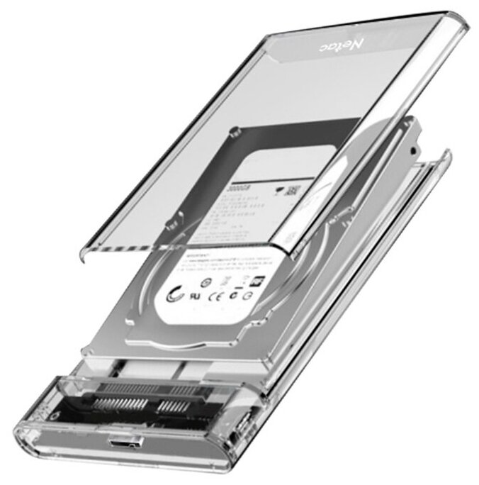 Внешний корпус для HDD 2.5" Netac WH11, пластик, прозрачный, USB 3.0