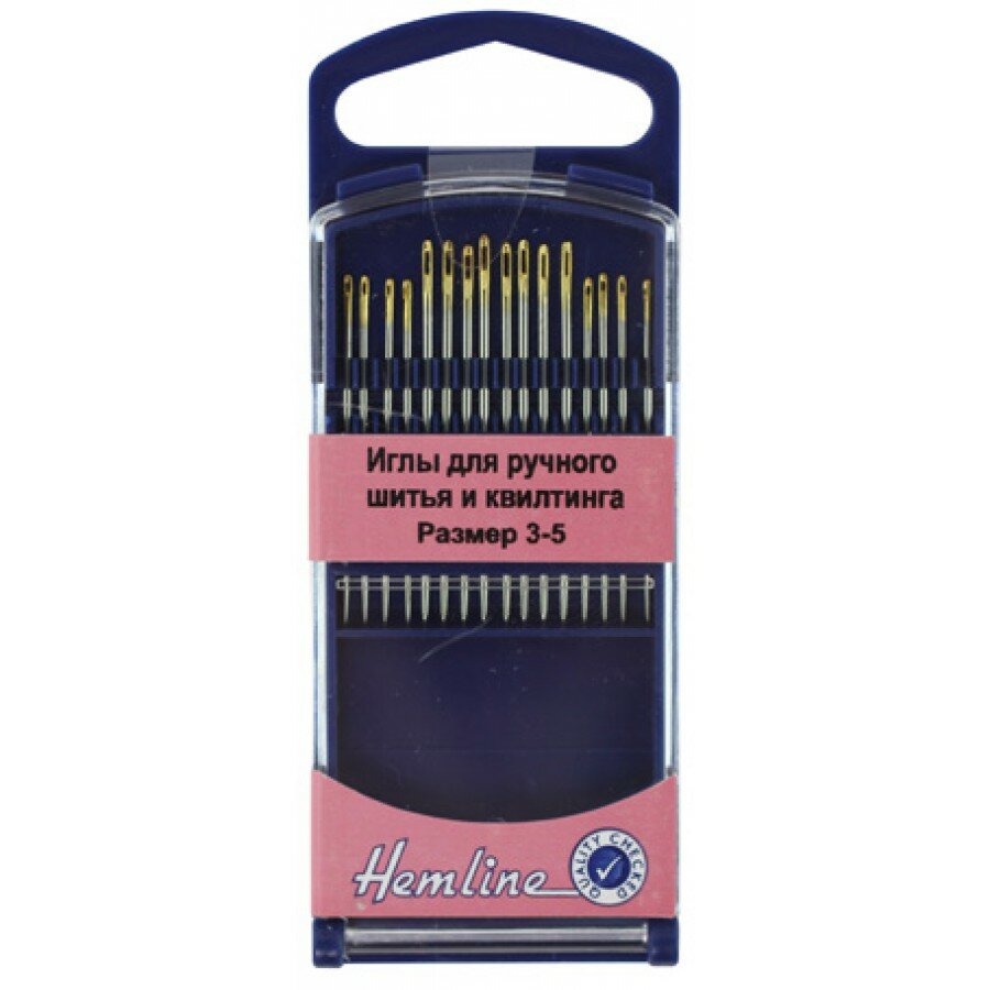Иглы для ручного шитья и квилтинга в пластиковом контейнере N3-5, 16 шт N 3-5 33-37 мм HEMLINE 281G.35