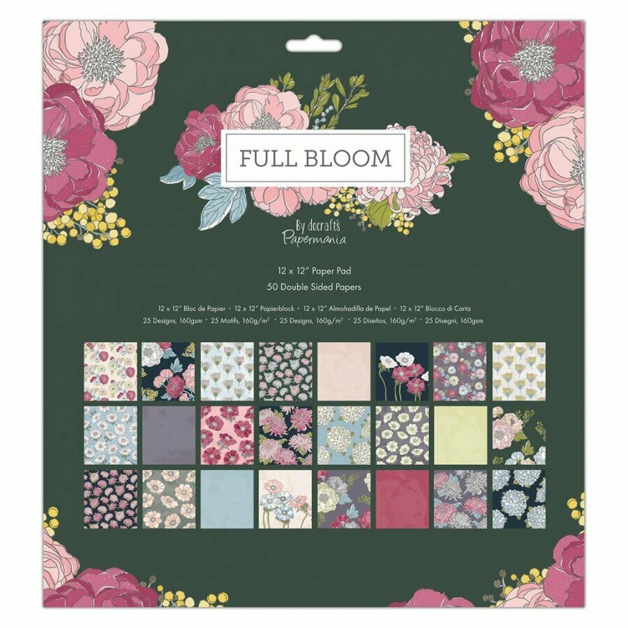 Набор бумаги для скрапбукинга двухсторонней FULL BLOOM 30,5 х 30,5 см DOCRAFTS PMA160510