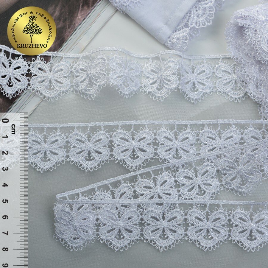 Кружево гипюр KRUZHEVO TR.4GB2503 шир.30мм цв.1 белый уп.9м